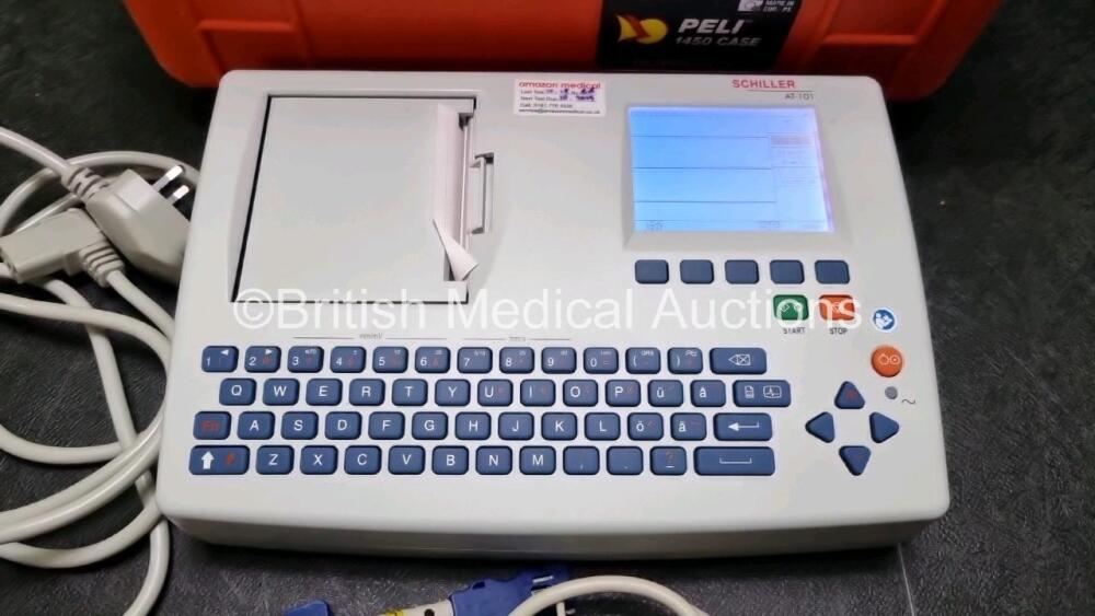 Schiller Cardiovit AT-101 ECG Machine (Powers Up) with 10 Lead ECG Lead ...