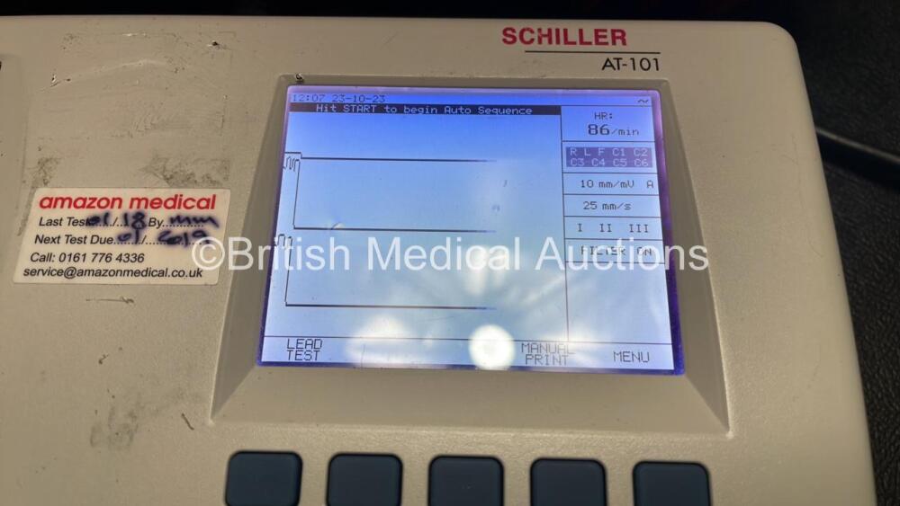 Schiller Cardiovit AT-101 ECG Machine (Powers Up) with 10 Lead ECG Lead ...