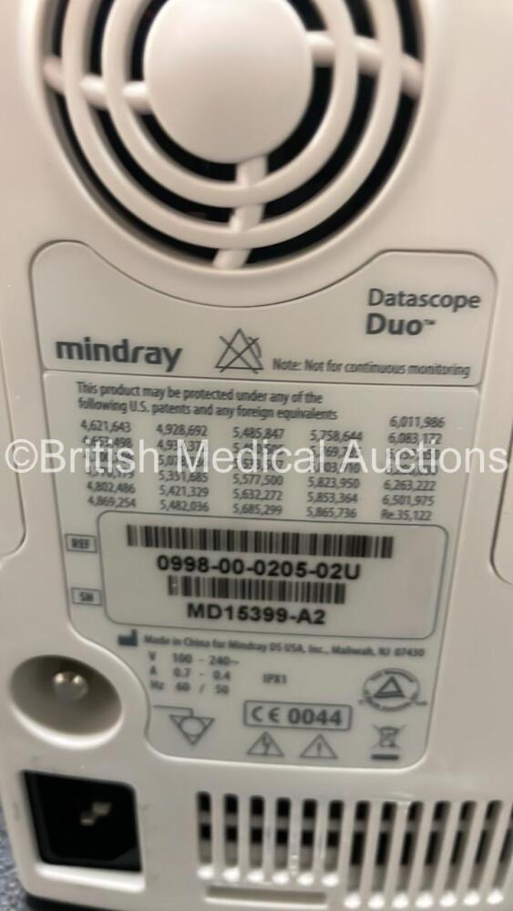 5 x Mindray Datascope Duo Patient Monitors with SPO2 and BP Options ...