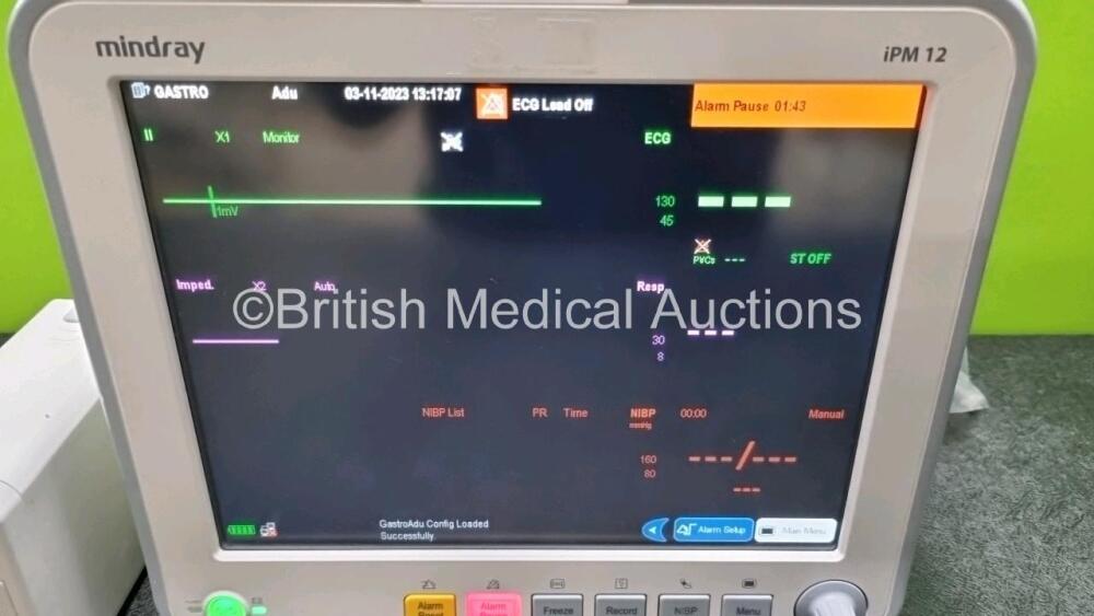 Mindray iPM 12 Patient Monitor (Powers Up) Including ECG, SpO2, IBP1 ...