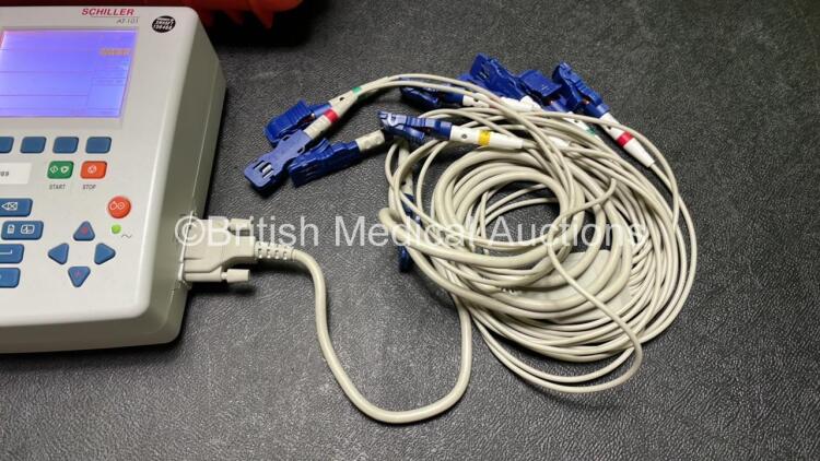 Schiller Cardiovit AT-101 ECG Machine (Powers Up) with 10 Lead ECG Lead ...