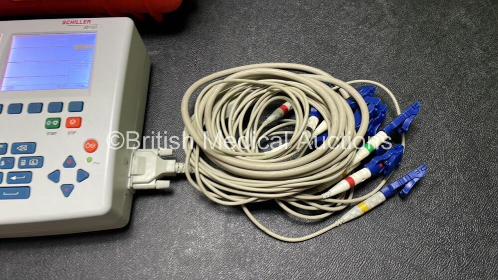 Schiller Cardiovit AT-101 ECG Machine (Powers Up) with 10 Lead ECG Lead ...