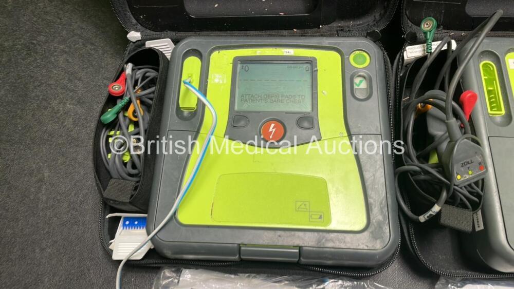 2 x Zoll AED PRO Defibrillators (Both Power Up) with 2 x 3 Lead ECG ...