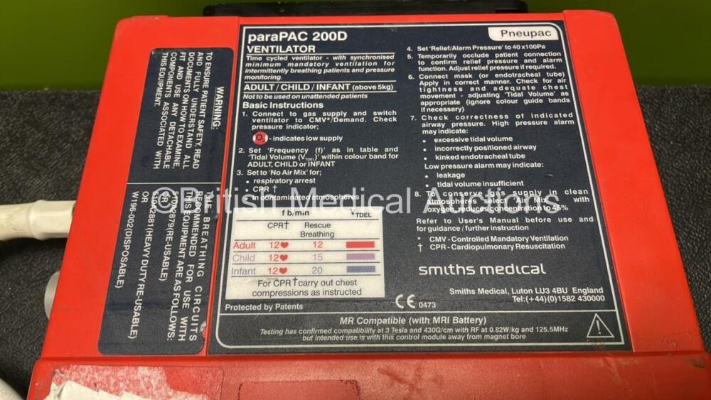 Smiths Pneupac paraPAC 2D Ventilator with Hose | December 2023 ...