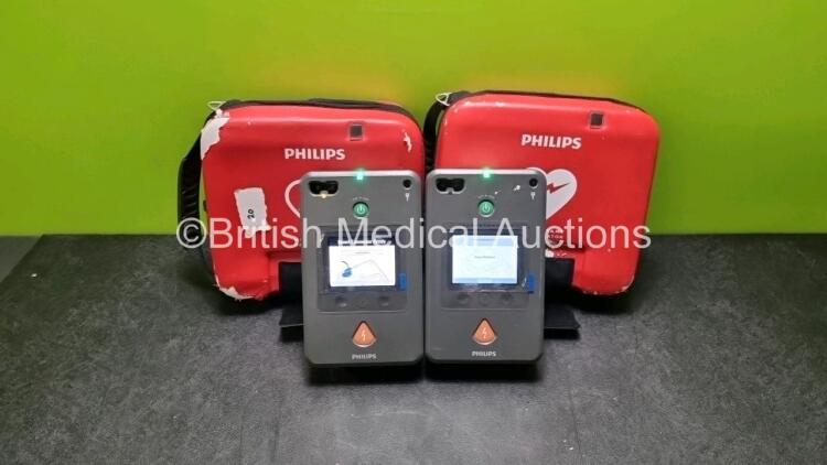 2 x Philips Heartstart FR3 Defibrillators (Both Power Up) In Carry ...