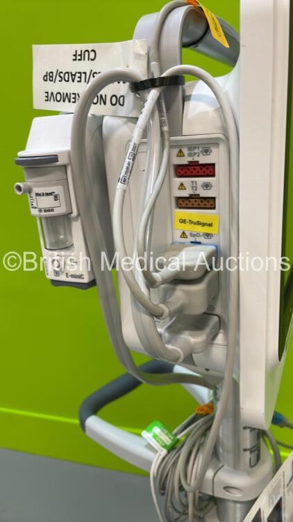 GE B125 Patient Monitor on Stand with IBP1, IBP2, T1, T2, SPO2, ECG and ...