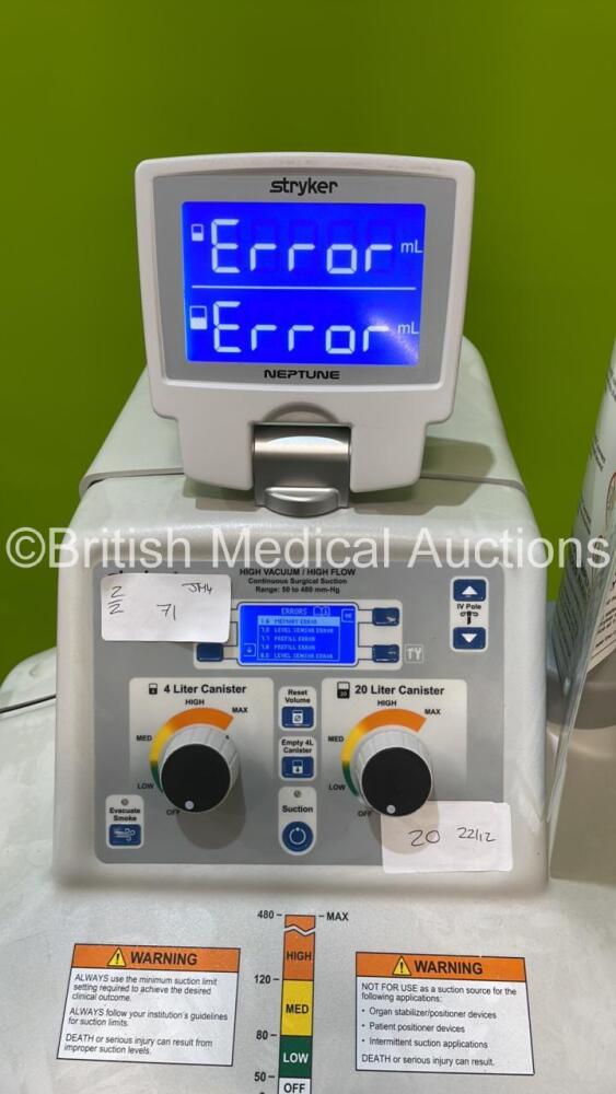 2 x Stryker Neptune 2 Ultra High Vacuum / High Flow Continuous Surgical ...